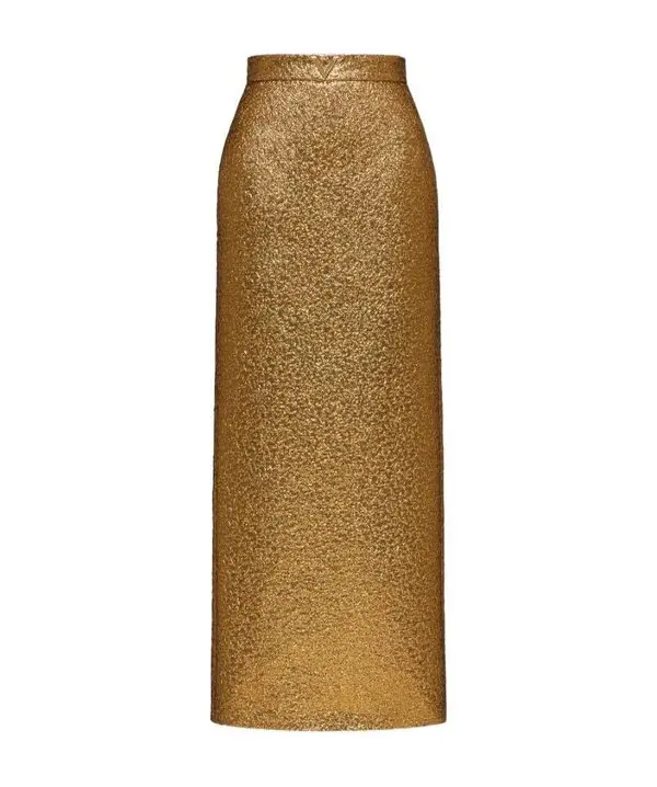 Valentino Garavani Metallic Vgold Midi Skirt