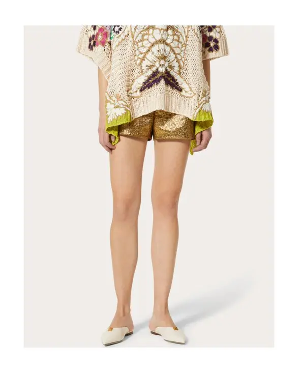 Valentino Garavani Vgold Metallic Shorts