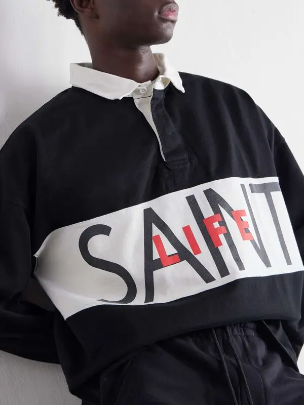 SAINT MXXXXXX Saint Life Printed Cotton-jersey Polo Shirt