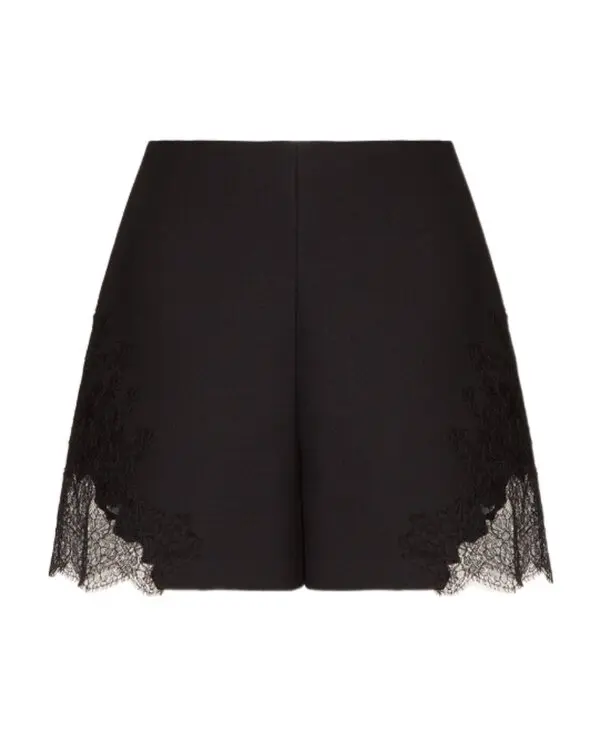 Valentino Garavani Crepe Couture Lace Shorts - Black