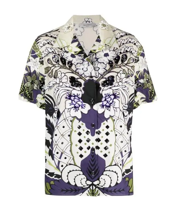 Valentino Garavani Arazzo-print Sequined Shirt - White
