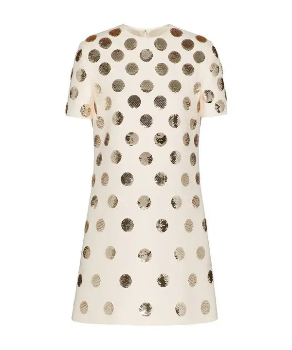 Valentino Garavani Tang Yan's Same Polka Dot Sequin Embroidery Dress - White
