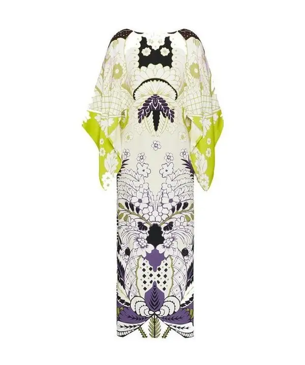 Valentino Garavani Tropical Word Arazzo Kaftan Dress