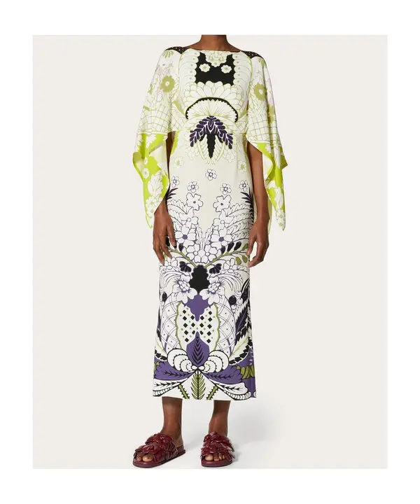 Valentino Garavani Tropical Word Arazzo Kaftan Dress