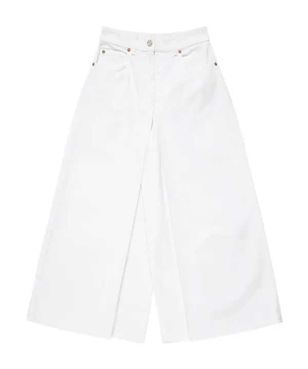 Valentino Garavani Logo Plaque-detail Layered Wide-leg Jeans