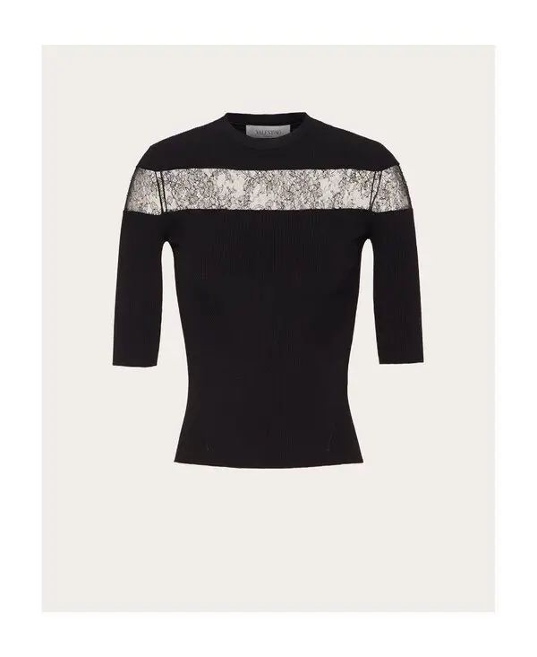 Valentino Garavani Floral-lace Crew-neck Knitted Top