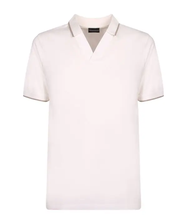 Emporio Armani Logo Embrodiered V-neck Polo Shirt - No