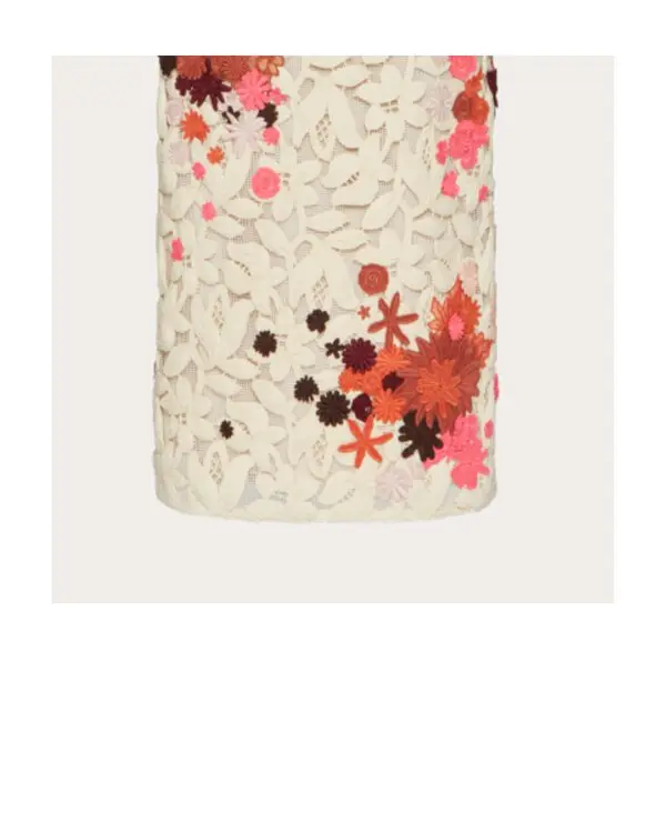 Valentino Garavani Logo Embroidered Lace Mid-length Skirt