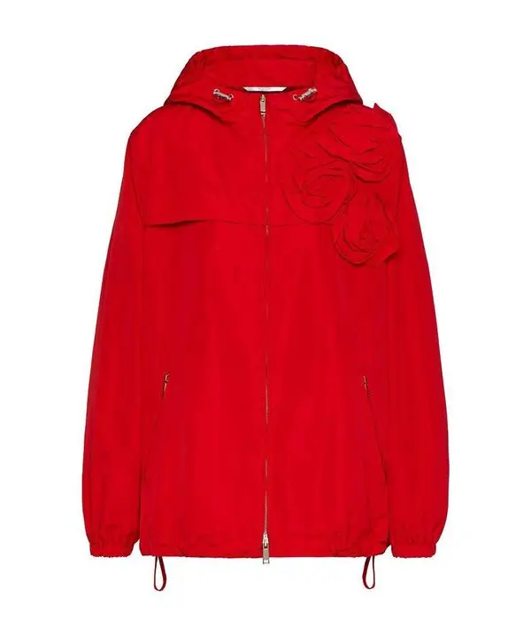 Valentino Garavani Floral-detail Hooded Jacket