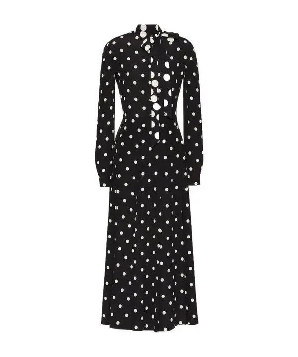 Valentino Garavani Long-sleeve Polka-dot Dress - Black