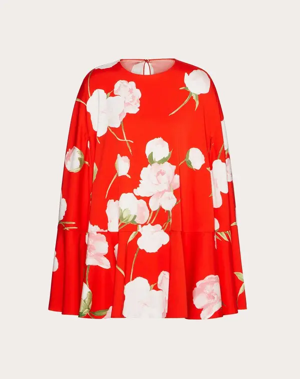 Valentino Garavani Floral-print Cape Dress