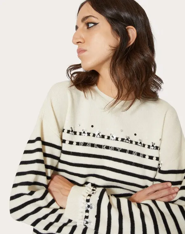 Valentino Garavani Horizontal-stripe Long-sleeve Jumpr