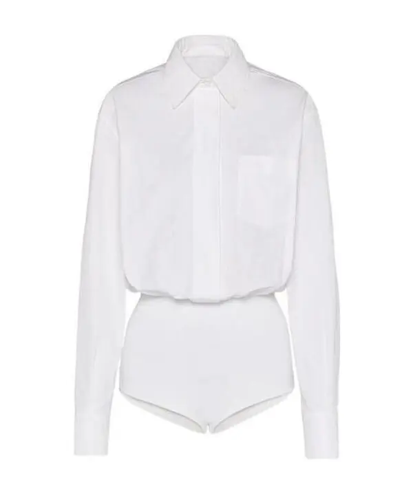 Valentino Garavani Buttoned Shirt Playsuit - White
