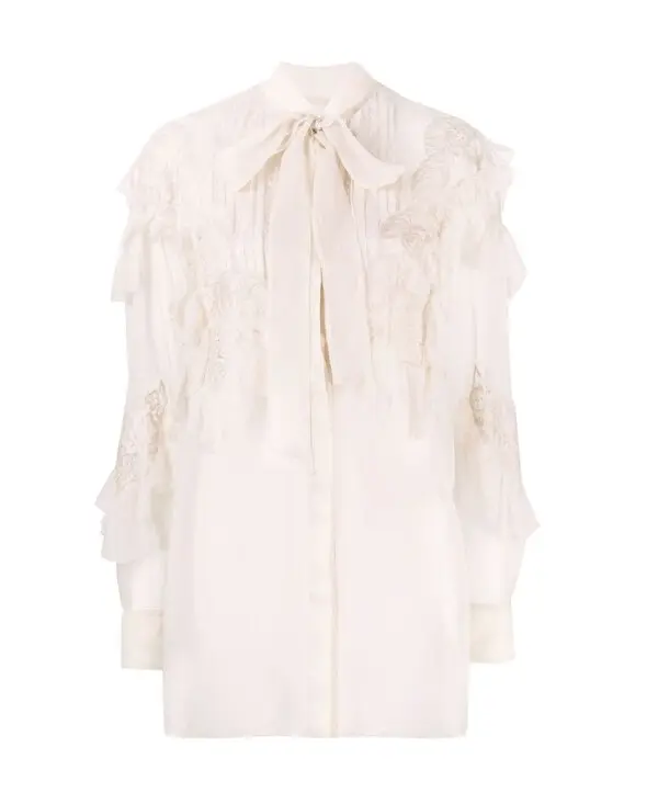 Valentino Garavani Semi-sheer Lace Blouse - White