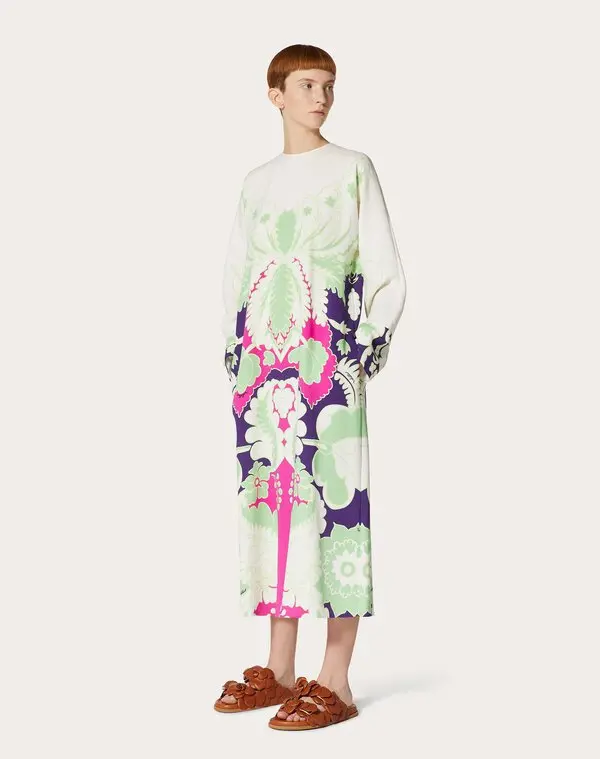 Valentino Garavani Floral Print Silk Midi Dress