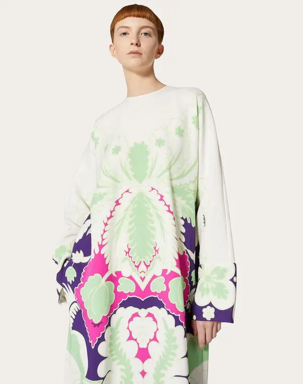 Valentino Garavani Floral Print Silk Midi Dress