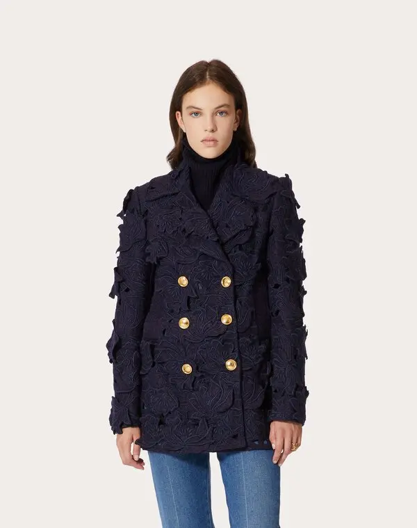 Valentino Garavani Double-breasted Appliqué-detail Coat