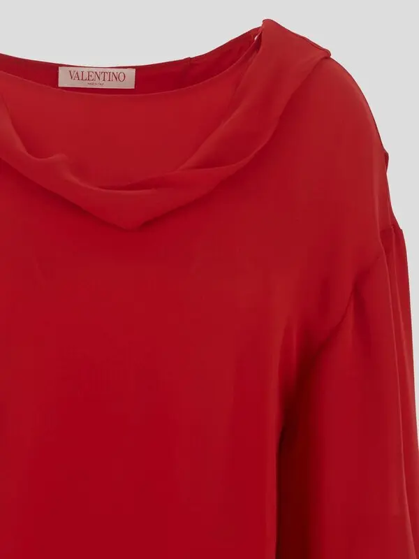 Valentino Garavani Cape-style Scarf-detail Silk Top