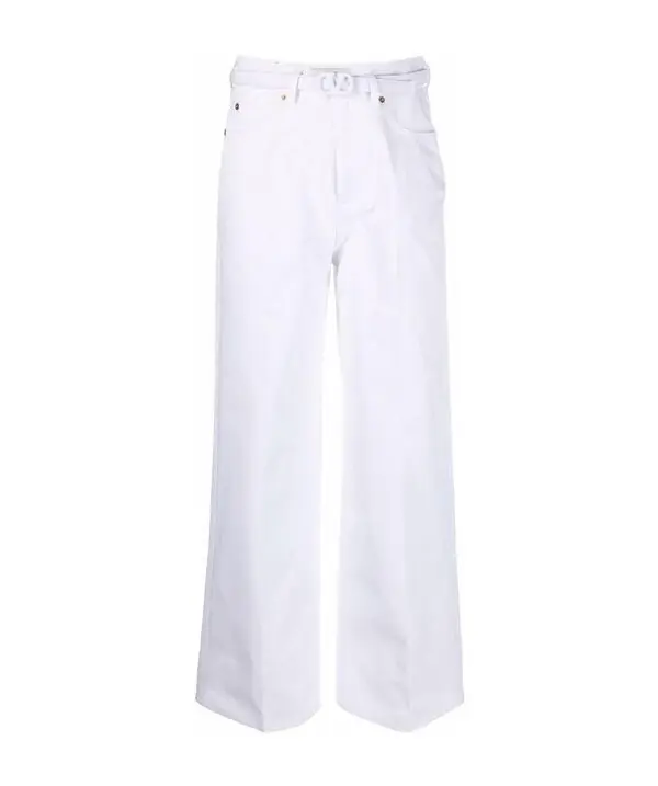 Valentino Garavani Vlogo Wide-legged Jeans With Belt