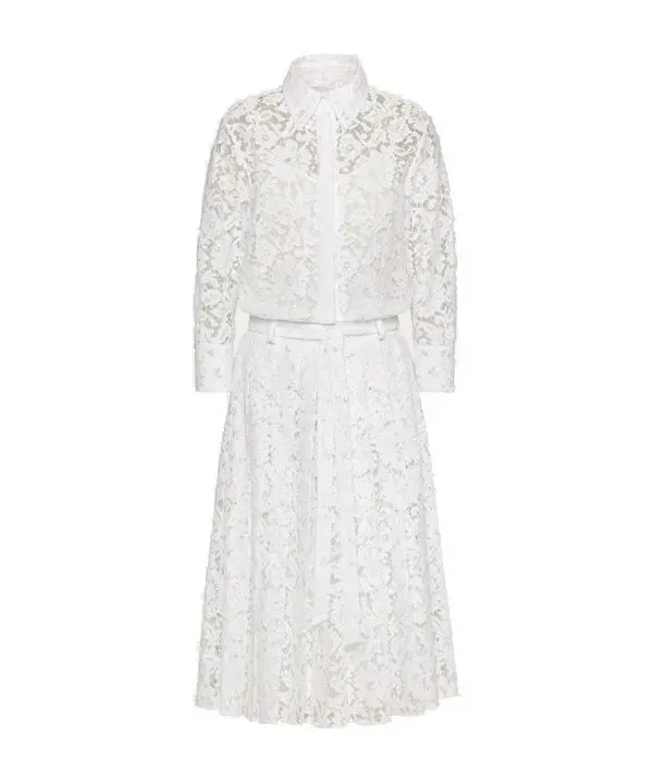 Valentino Garavani Floral-lace Pleated Shirt-dress