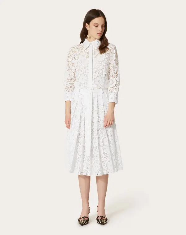 Valentino Garavani Floral-lace Pleated Shirt-dress