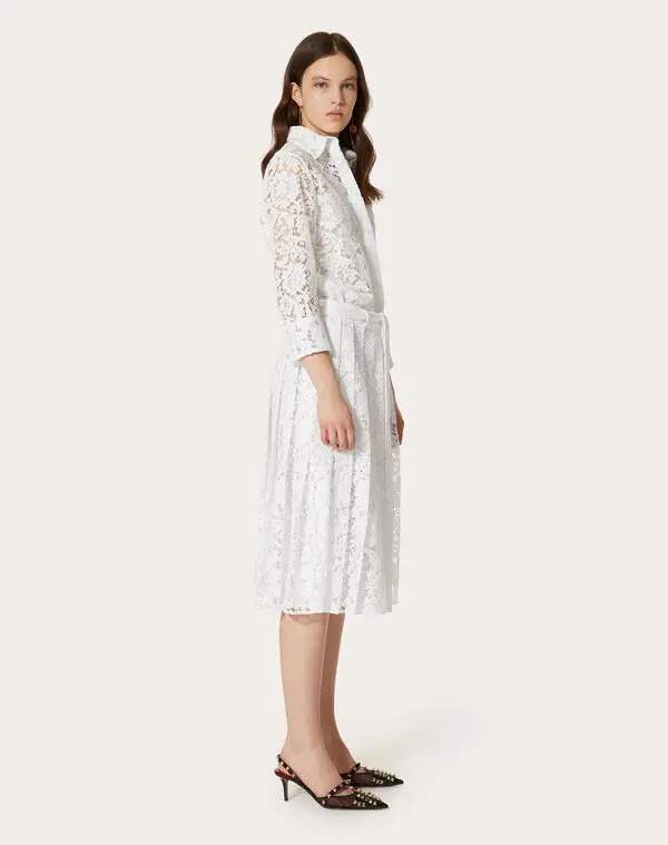 Valentino Garavani Floral-lace Pleated Shirt-dress