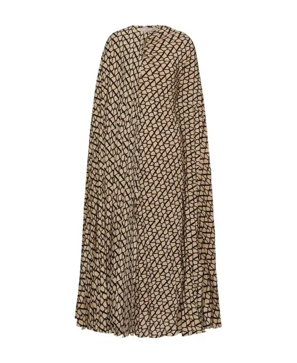 Valentino Garavani Midi Dress In Toile Iconographe Crepe De Chine - Nude