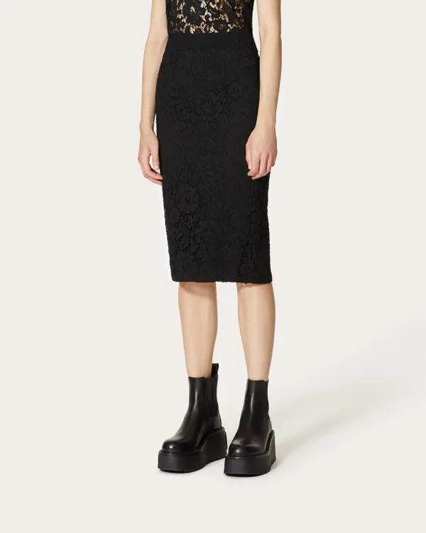 Valentino Garavani Lace-overlay Mid-length Skirt
