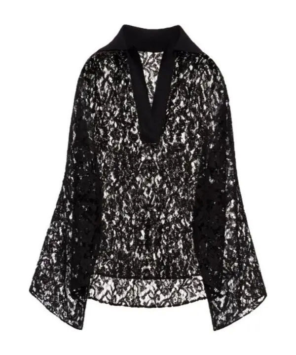 Valentino Garavani Lace Cropped Blouse - Black