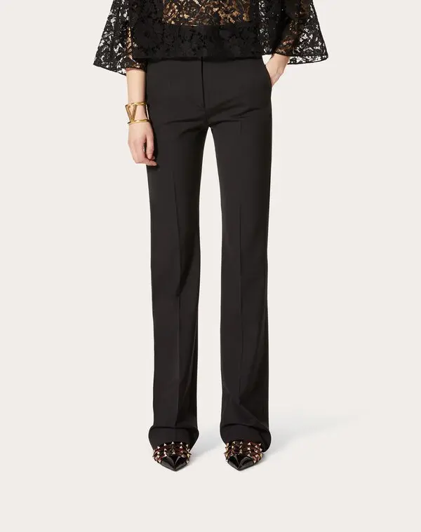 Valentino Garavani Vlogo Belt Wide-leg Trousers