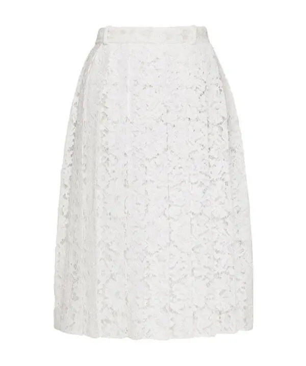 Valentino Garavani Floral-lace Pleated Skirt