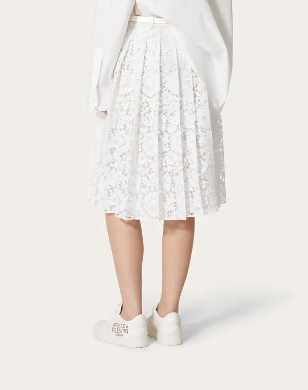 Valentino Garavani Floral-lace Pleated Skirt
