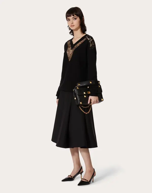 Valentino Garavani Lace-embellished V-neck Jumper