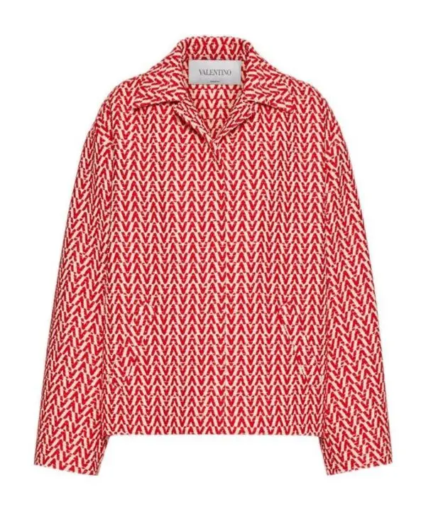 Valentino Garavani Optical Bouclé Classic-collar Jacket - Pink
