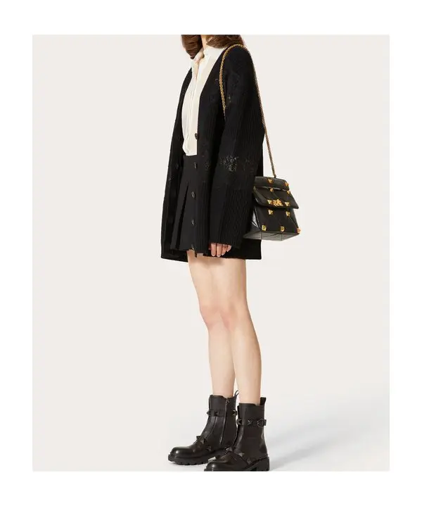Valentino Garavani Lace-insert Wool Cardigan
