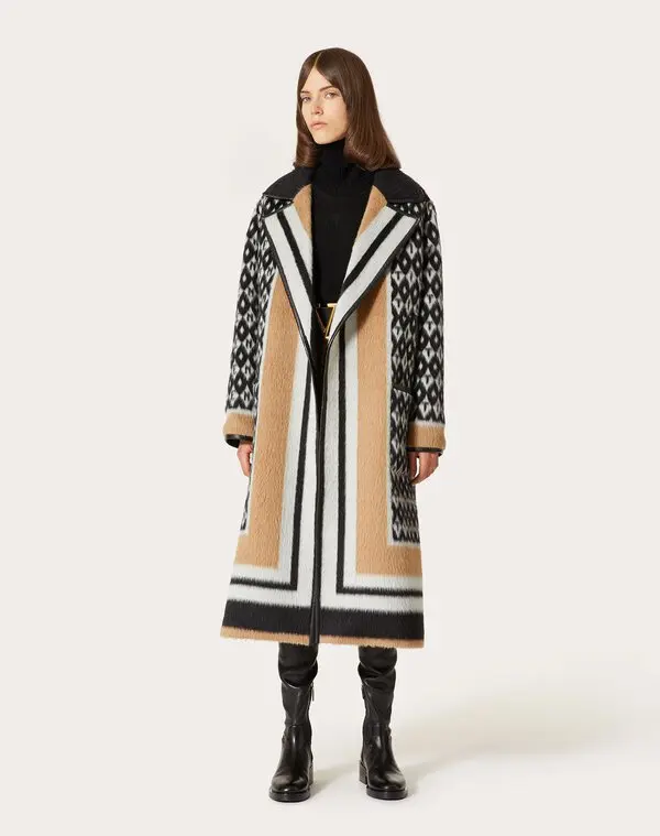 Valentino Garavani Notched-lapel Intarsia-knit Coat