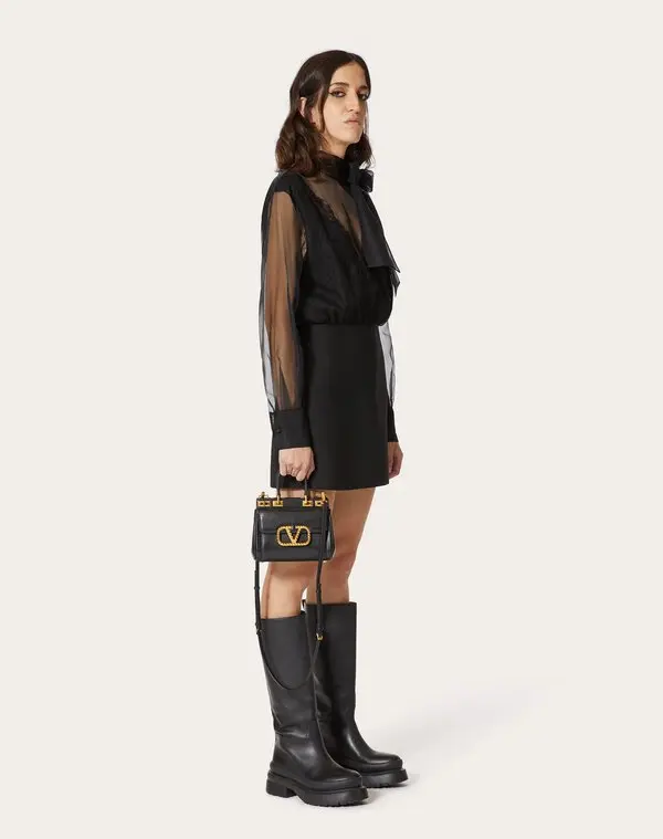 Valentino Garavani Vltn Silk Mni Drss W/ Lace Detail And Pu