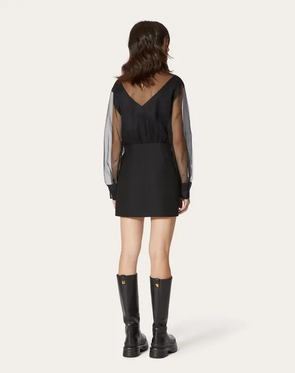 Valentino Garavani Vltn Silk Mni Drss W/ Lace Detail And Pu