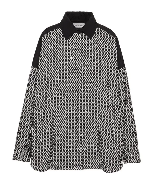 Valentino Garavani Optical Bouclé Drawstring-waist Jacket
