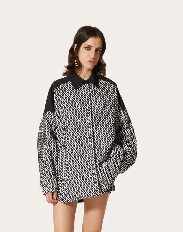 Valentino Garavani Optical Bouclé Drawstring-waist Jacket