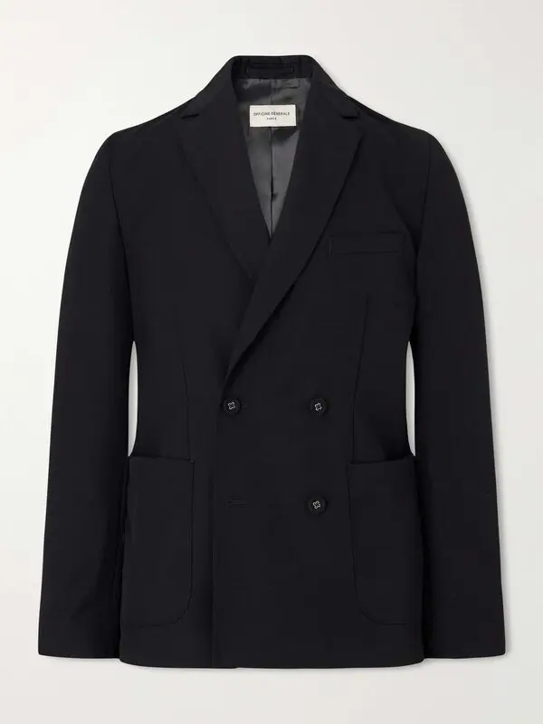 Officine Générale Leon Double-breasted Virgin Wool Suit Jacket