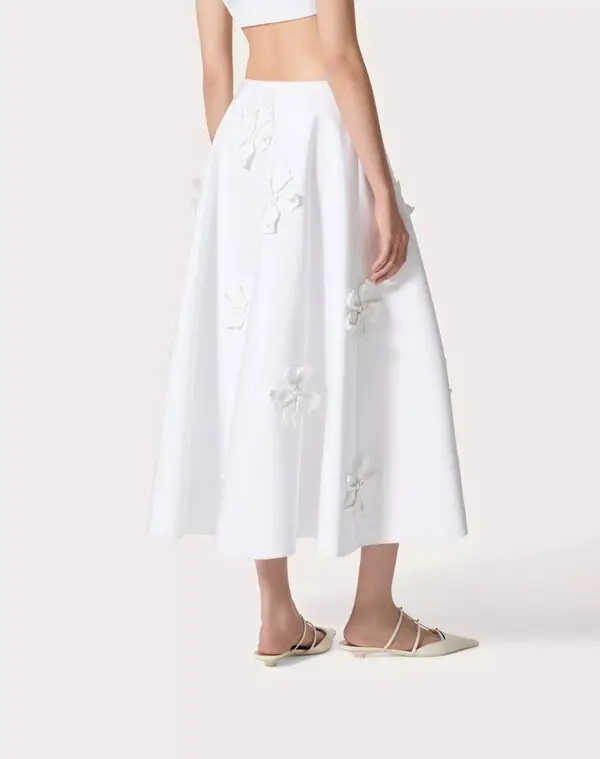 Valentino Garavani Embroidered Compact Popeline Midi Skirt