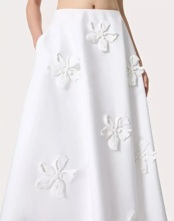 Valentino Garavani Embroidered Compact Popeline Midi Skirt