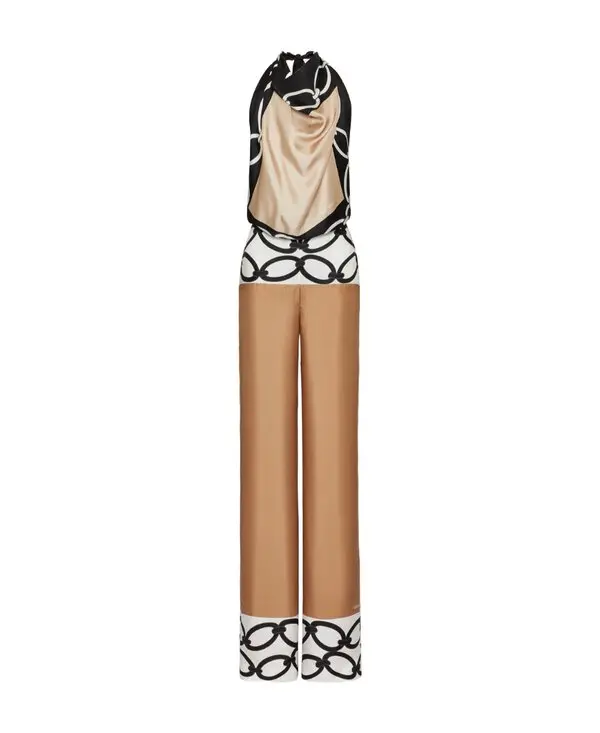 Valentino Garavani Chain 1967 Foulard Silk Jumpsuit - Nude