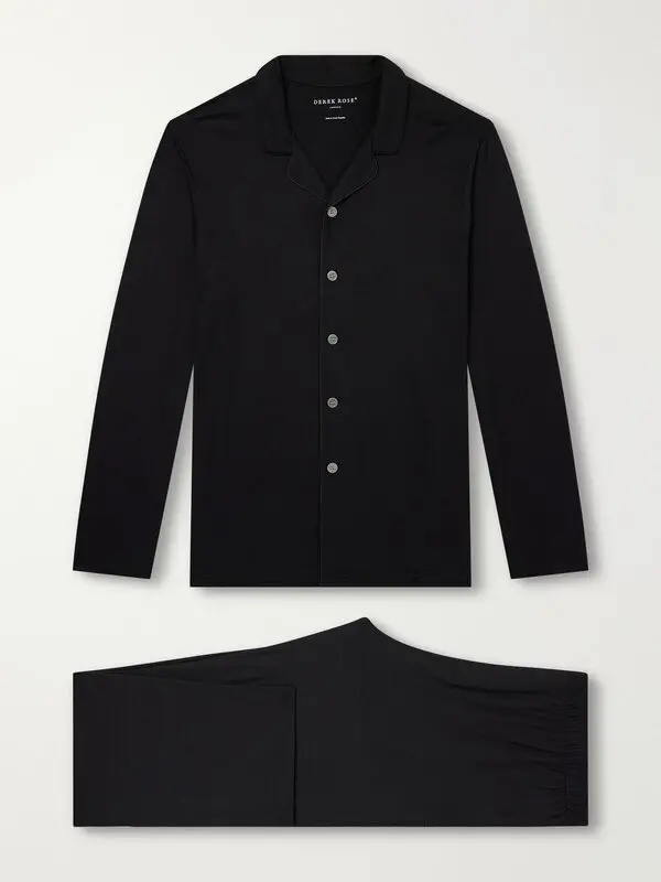 Derek Rose Basel 1 Stretch-modal Jersey Pyjama Set - Black