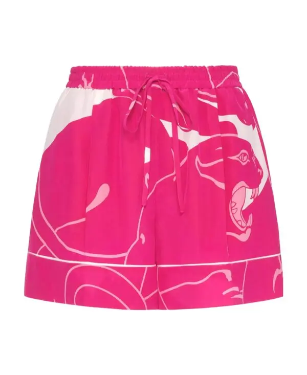 Valentino Garavani Panther Crepe De Chine Shorts - Pink
