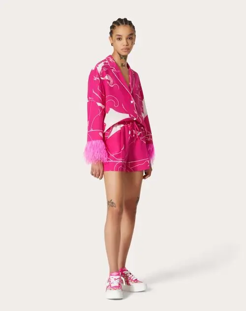 Valentino Garavani Panther Crepe De Chine Shorts
