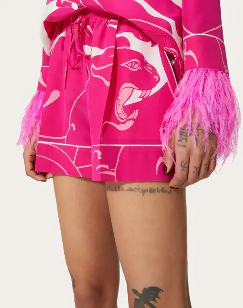 Valentino Garavani Panther Crepe De Chine Shorts