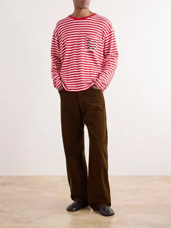 BODE Logo-embroidered Striped Ribbed Cotton-jersey T-shirt