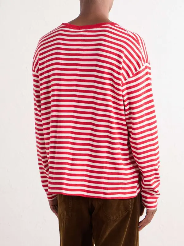 BODE Logo-embroidered Striped Ribbed Cotton-jersey T-shirt